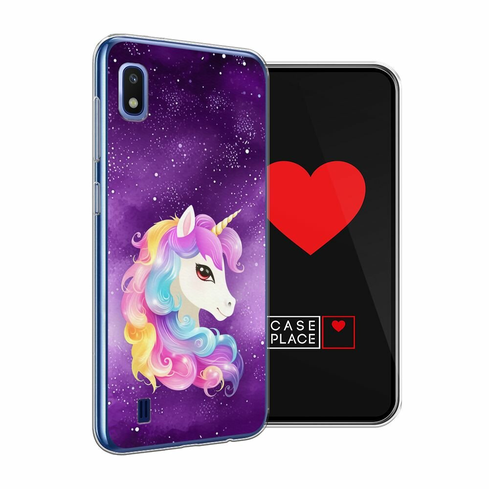 Чехол на Samsung Galaxy A10 / Самсунг Галакси А10 с принтом "Кудрявый единорог" — фото 1