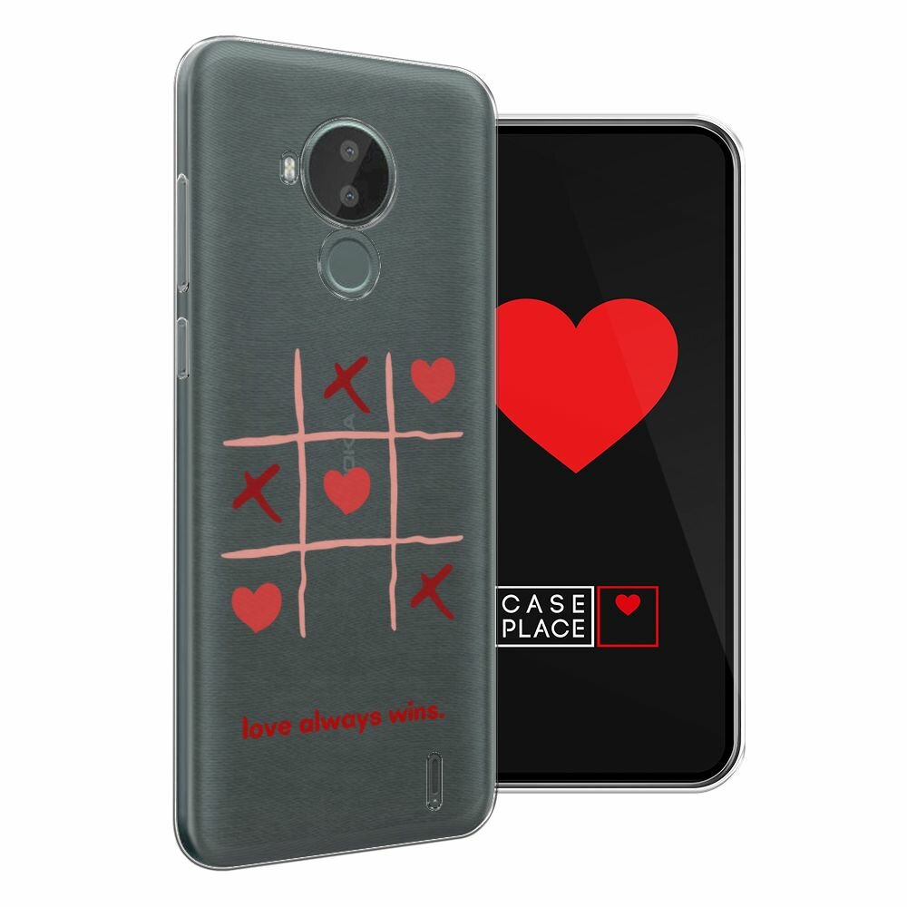 Чехол на Nokia C30 / Нокия C30 с принтом "love always wins - 14 февраля", прозрачный — фото 1