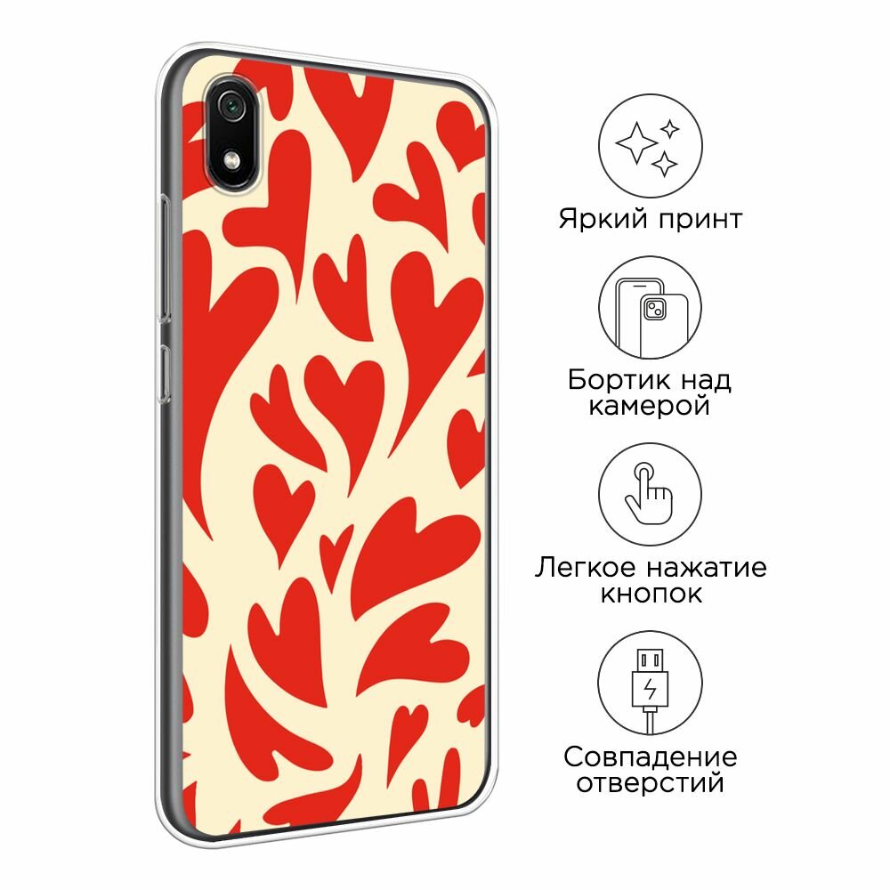 Чехол на Xiaomi Redmi 7A / Сяоми Редми 7А с принтом "Crazy hearts 1 - 14 февраля" — фото 1