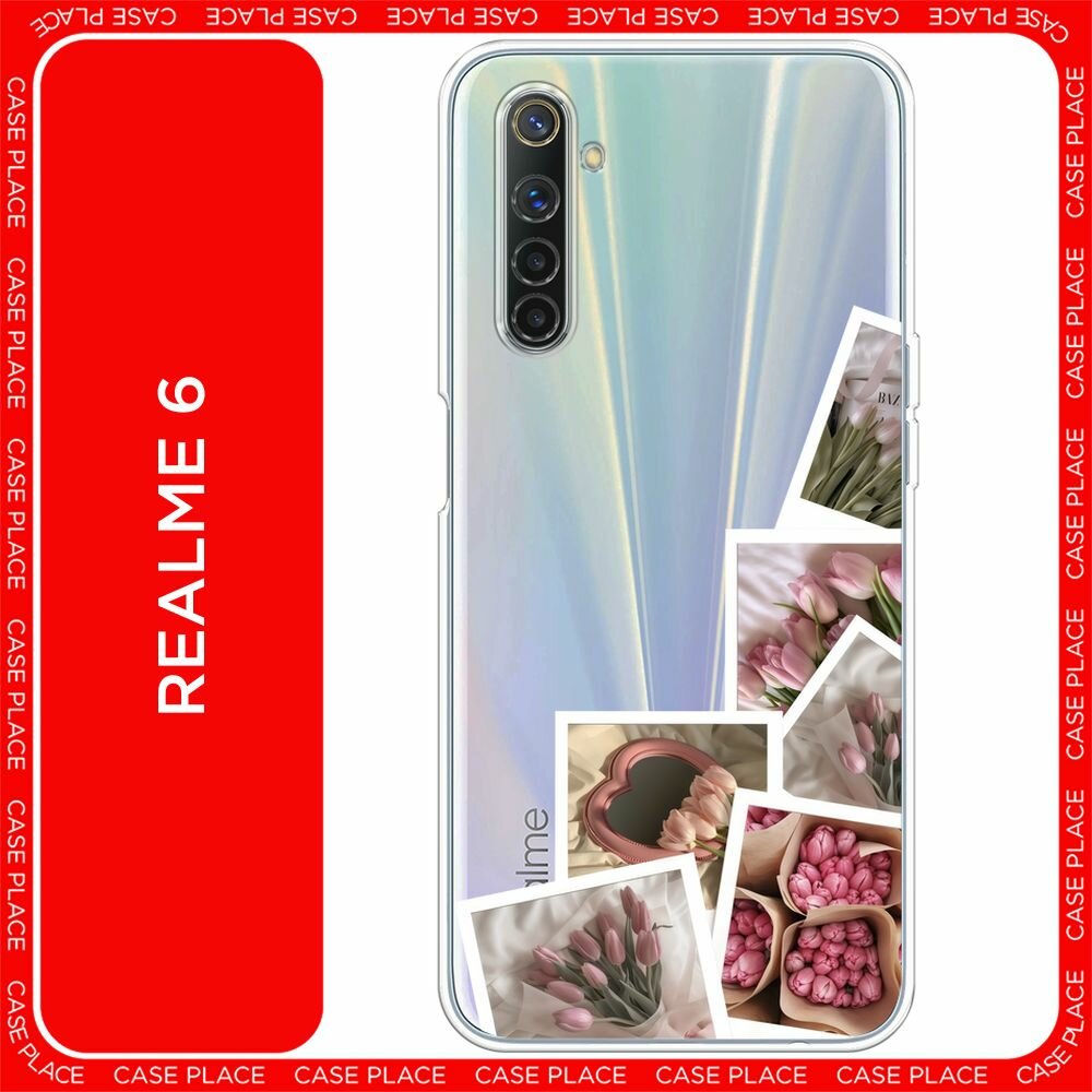 Чехол на Realme 6 / Реалми 6 с принтом "Весенние фото - 8 марта", прозрачный
