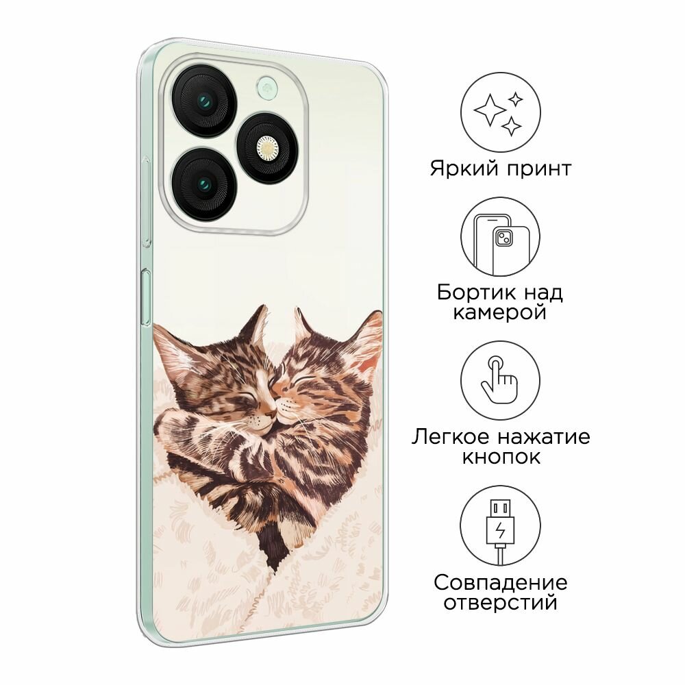 Чехол на Itel A50 / Ител А50 с принтом "Влюбленные котейки - 14 февраля" — фото 1