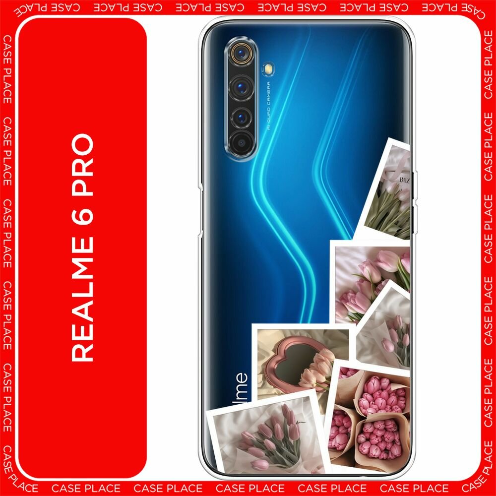 Чехол на Realme 6 Pro / Реалми 6 Про с принтом "Весенние фото - 8 марта", прозрачный