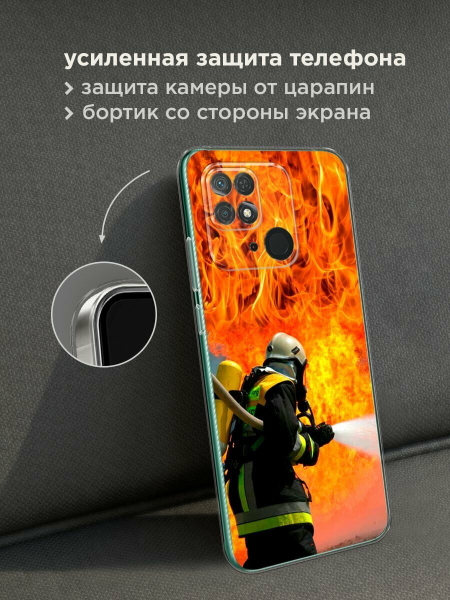 Чехол на Xiaomi Redmi 10C / Сяоми Редми 10C с принтом "Пожарные на страже" — фото 1