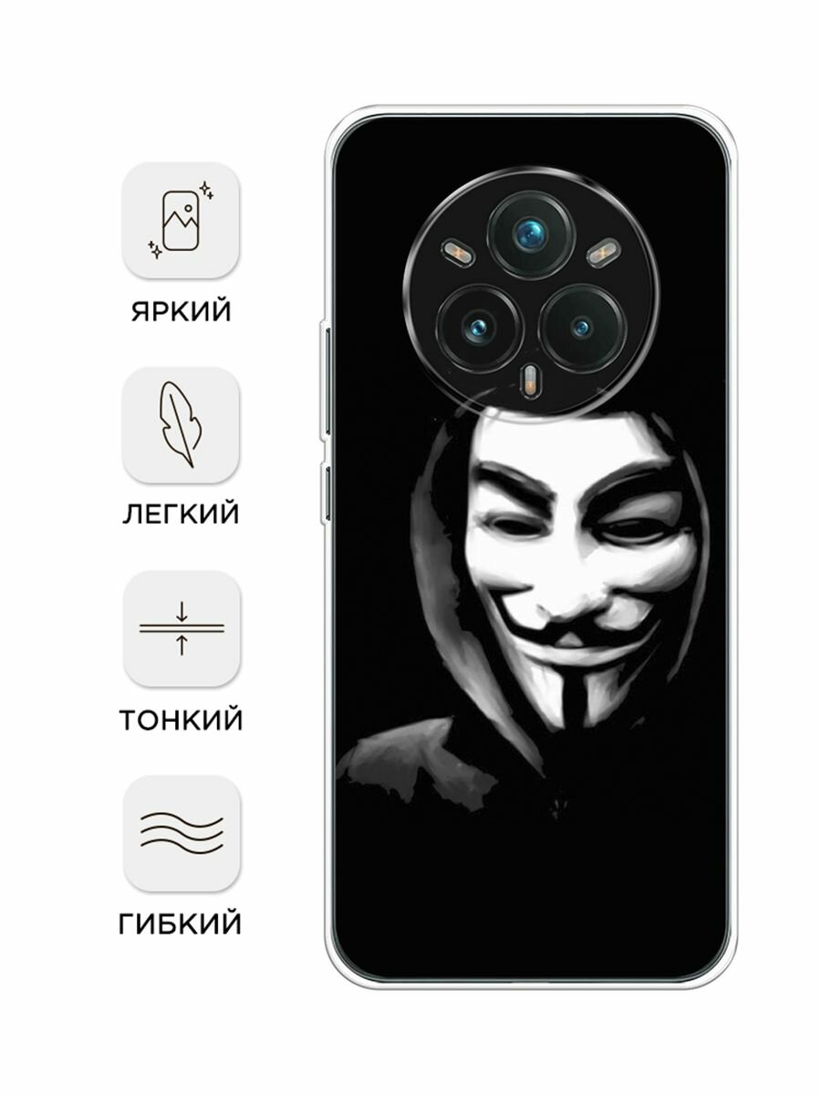 Силиконовый чехол на Realme 14 Pro / Реалми 14 Про с принтом "Анонимус" — фото 1
