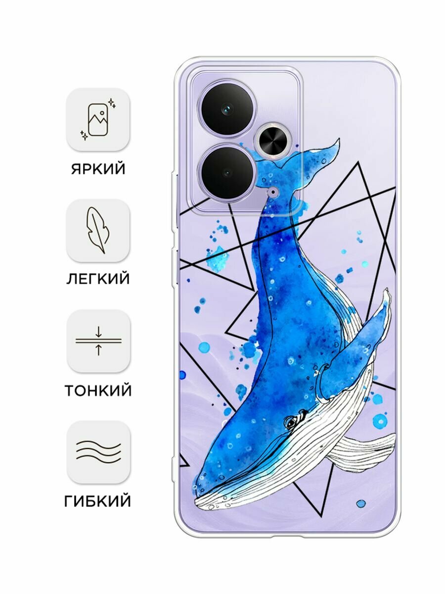 Чехол на Realme 14T / Реалми 14Т с принтом "Кит графика", прозрачный — фото 1