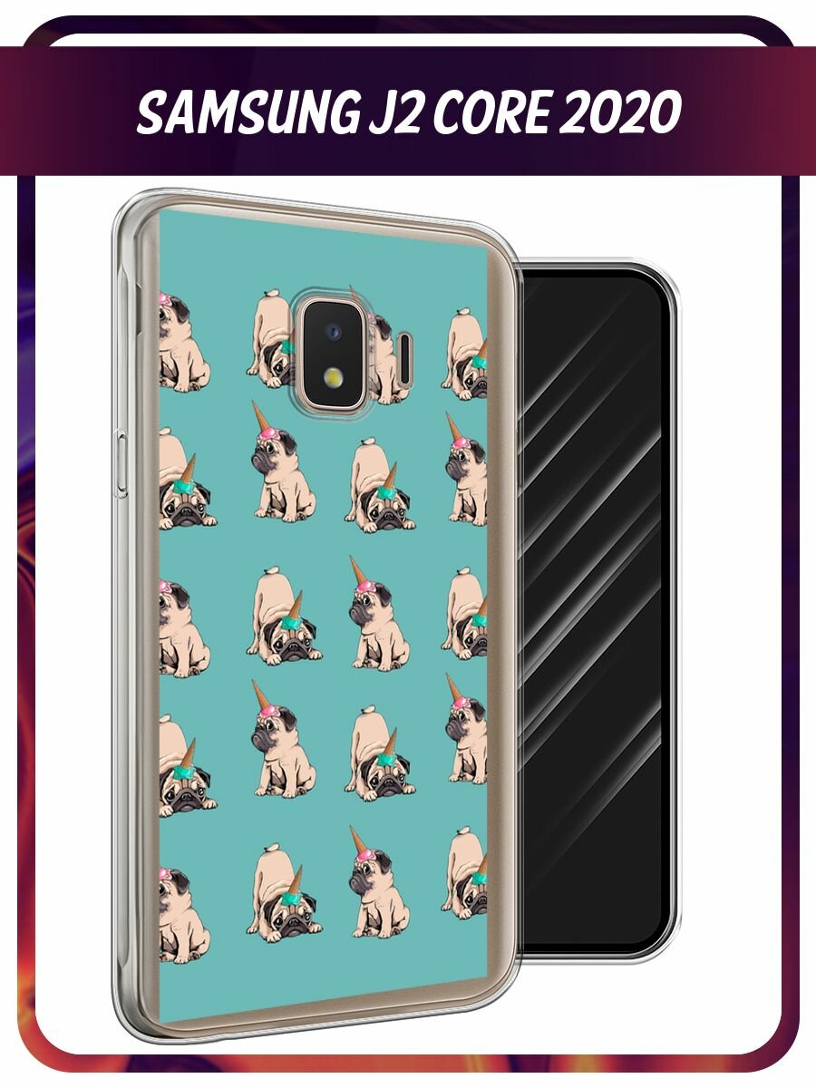 Чехол на Samsung Galaxy J2 Core (2018/2020) / Самсунг Галакси J2 Core (2020) с принтом сладкие мопсы