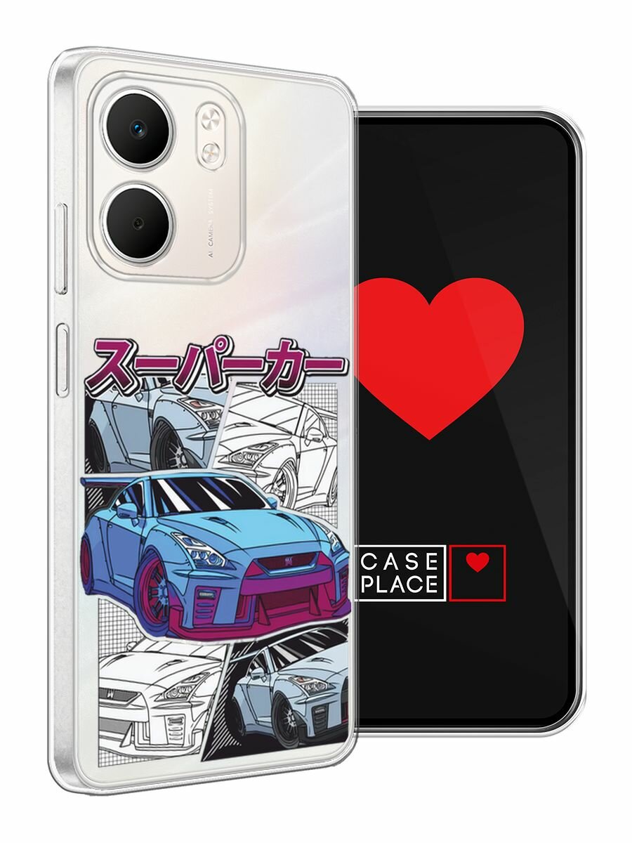 Чехол на Oppo A5x / Оппо А5x с принтом "JDM коллаж", прозрачный — фото 1