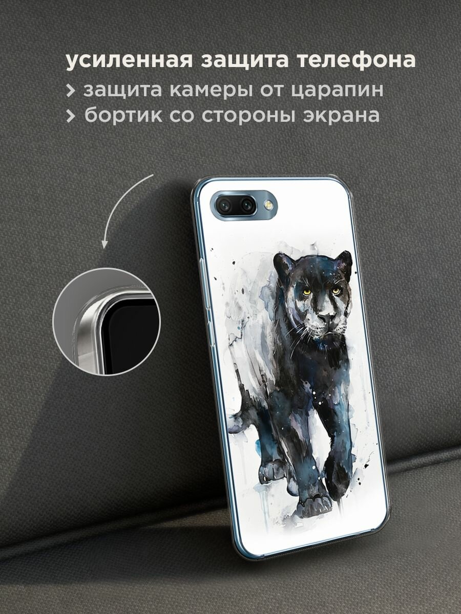 Силиконовый чехол на Honor 10 / Хонор 10 с принтом "Пантера арт 3" — фото 1
