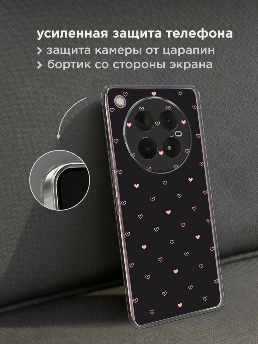 Чехол на Infinix Zero 40 4G / Инфиникс Зеро 40 4G с принтом "Черный фон и сердечки" — фото 1