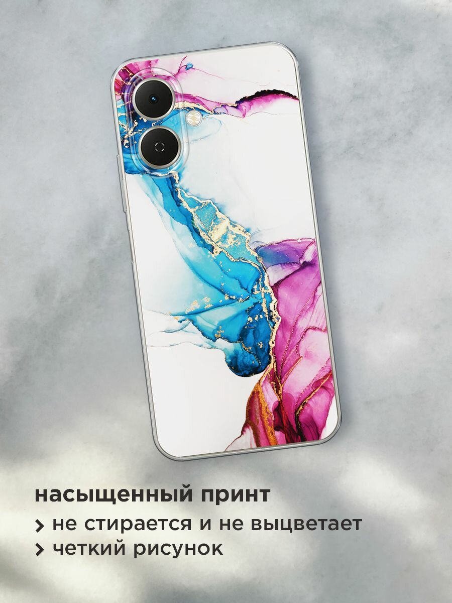 Чехол на Tecno Spark Go 2 / Текно Спарк Го 2 с принтом "Розовые разводы рисунок" — фото 1
