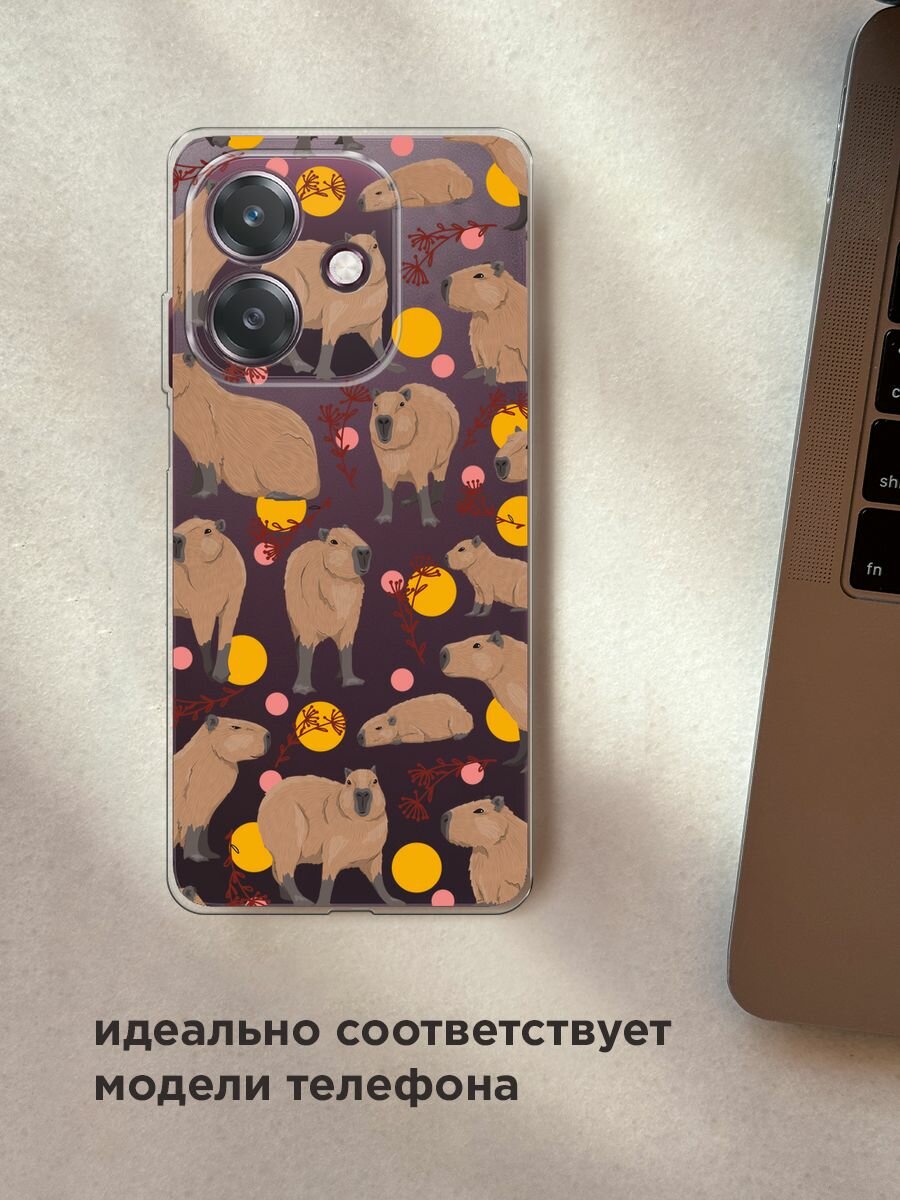 Чехол на Oppo A3/A3x / Оппо А3/A3x с принтом "Капибара паттерн", прозрачный — фото 1
