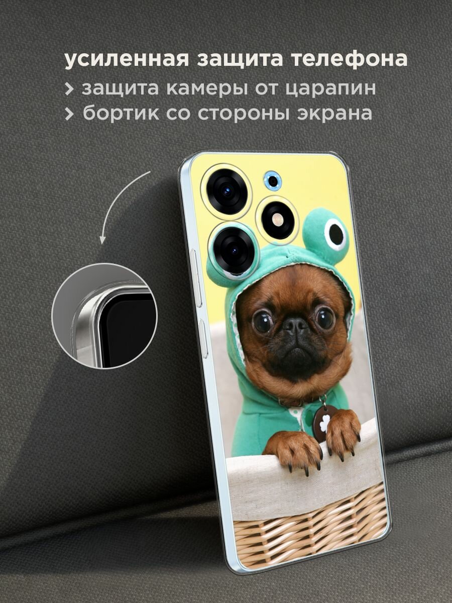 Чехол на Tecno Spark 10 Pro / Текно Спарк 10 Про с принтом "Собачка в шапке лягушки" — фото 1