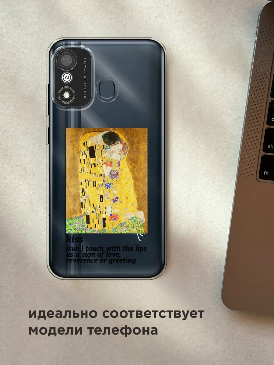 Чехол на Itel A27 / Ител А27 с принтом "The kiss", прозрачный — фото 1
