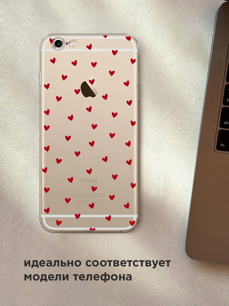 Чехол на Apple iPhone 6 Plus/6S Plus / Айфон 6 Плюс/Айфон 6С Плюс с принтом "Red hearts", прозрачный — фото 1