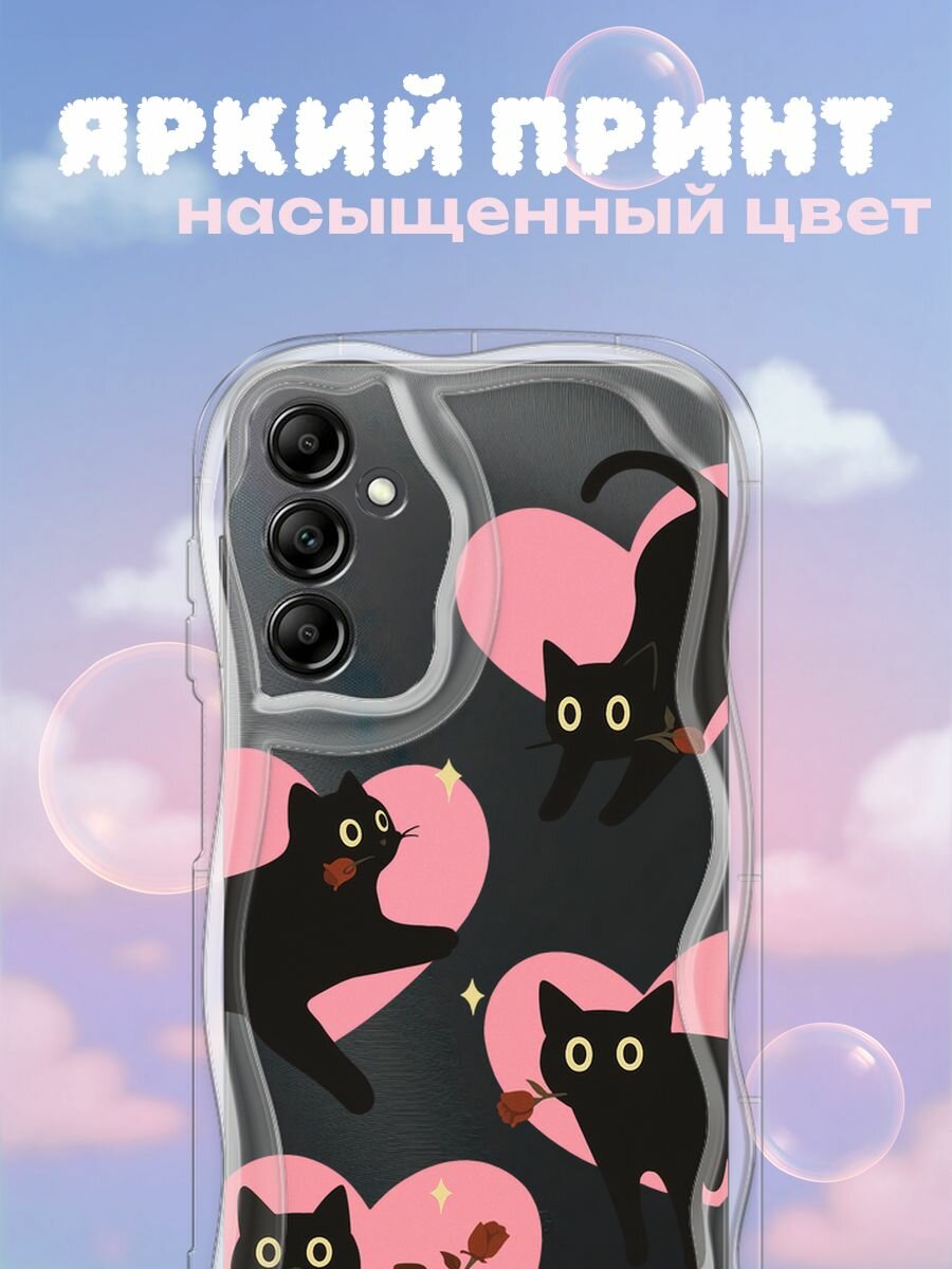 Чехол на Samsung Galaxy A15 / Самсунг А15 с принтом "Котики с розой" — фото 1