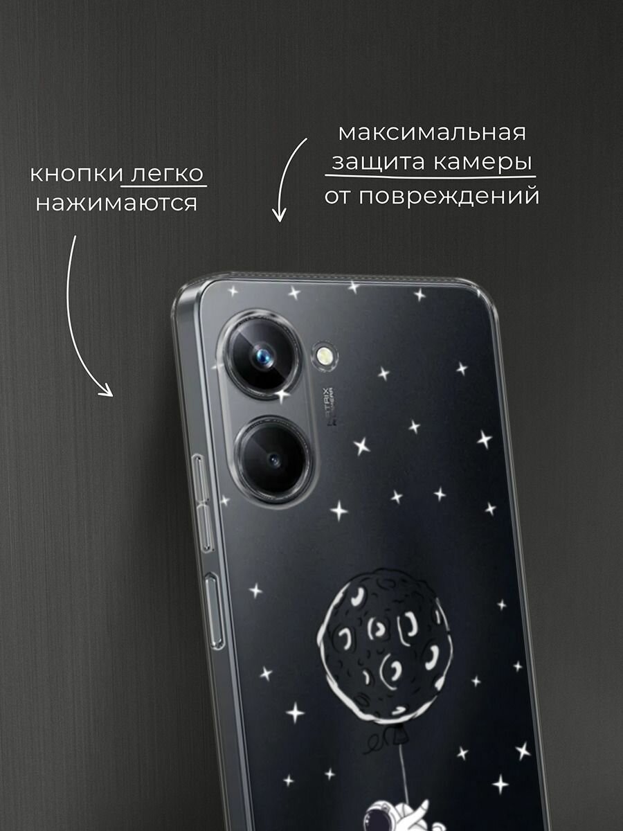 Чехол на Realme 10 Pro / Реалми 10 Про с принтом "Лунный полет", прозрачный — фото 1