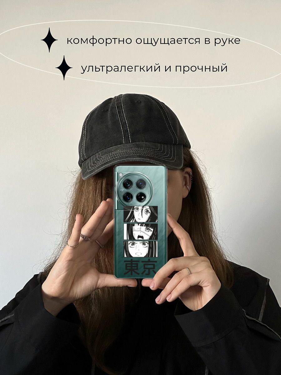 Чехол на OnePlus 12 / Ван Плас 12 с принтом "Tokyo girls", прозрачный — фото 1