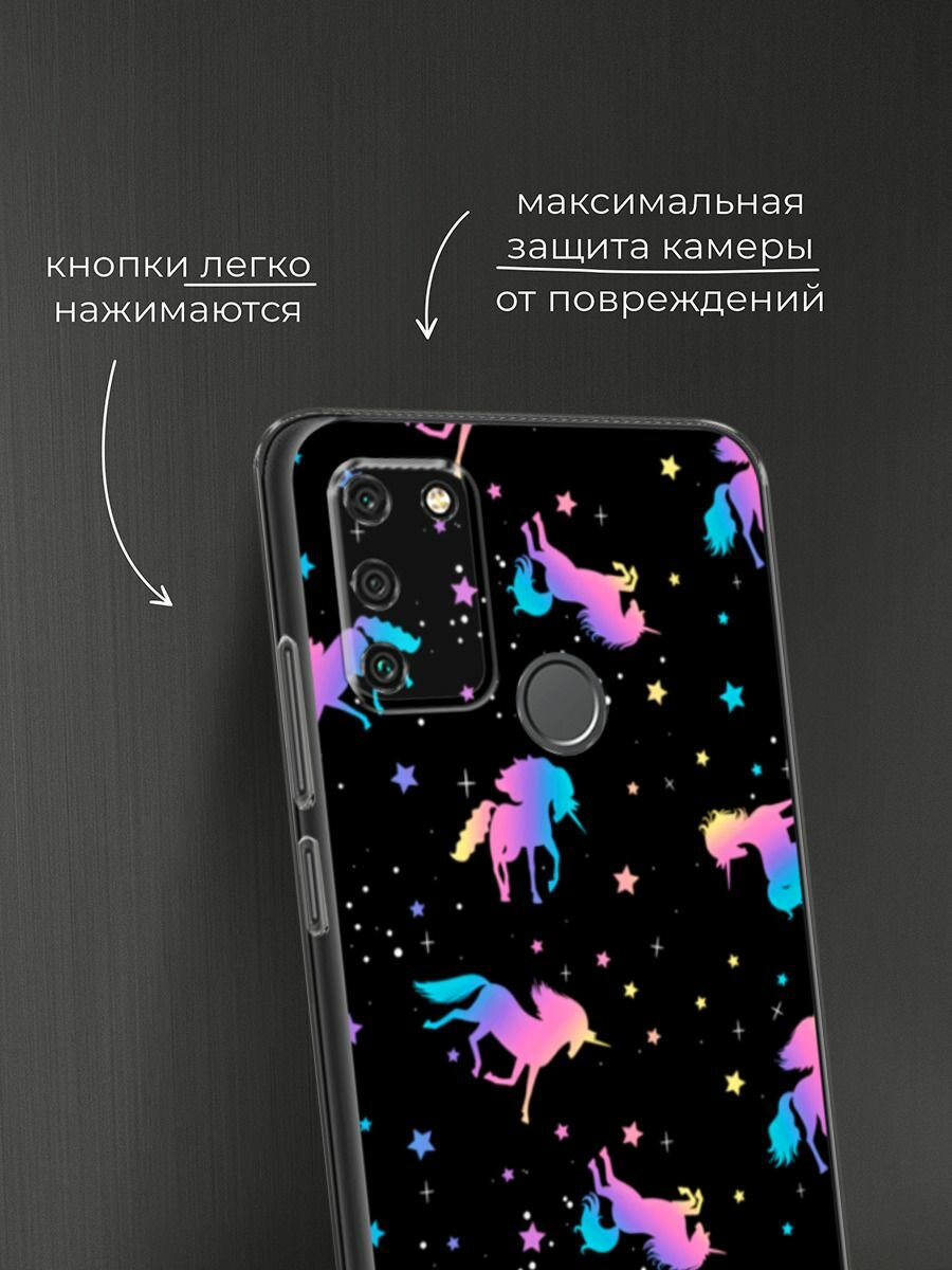 Силиконовый чехол на Honor 9A / Хонор 9А с принтом "Единороги градиент" — фото 1