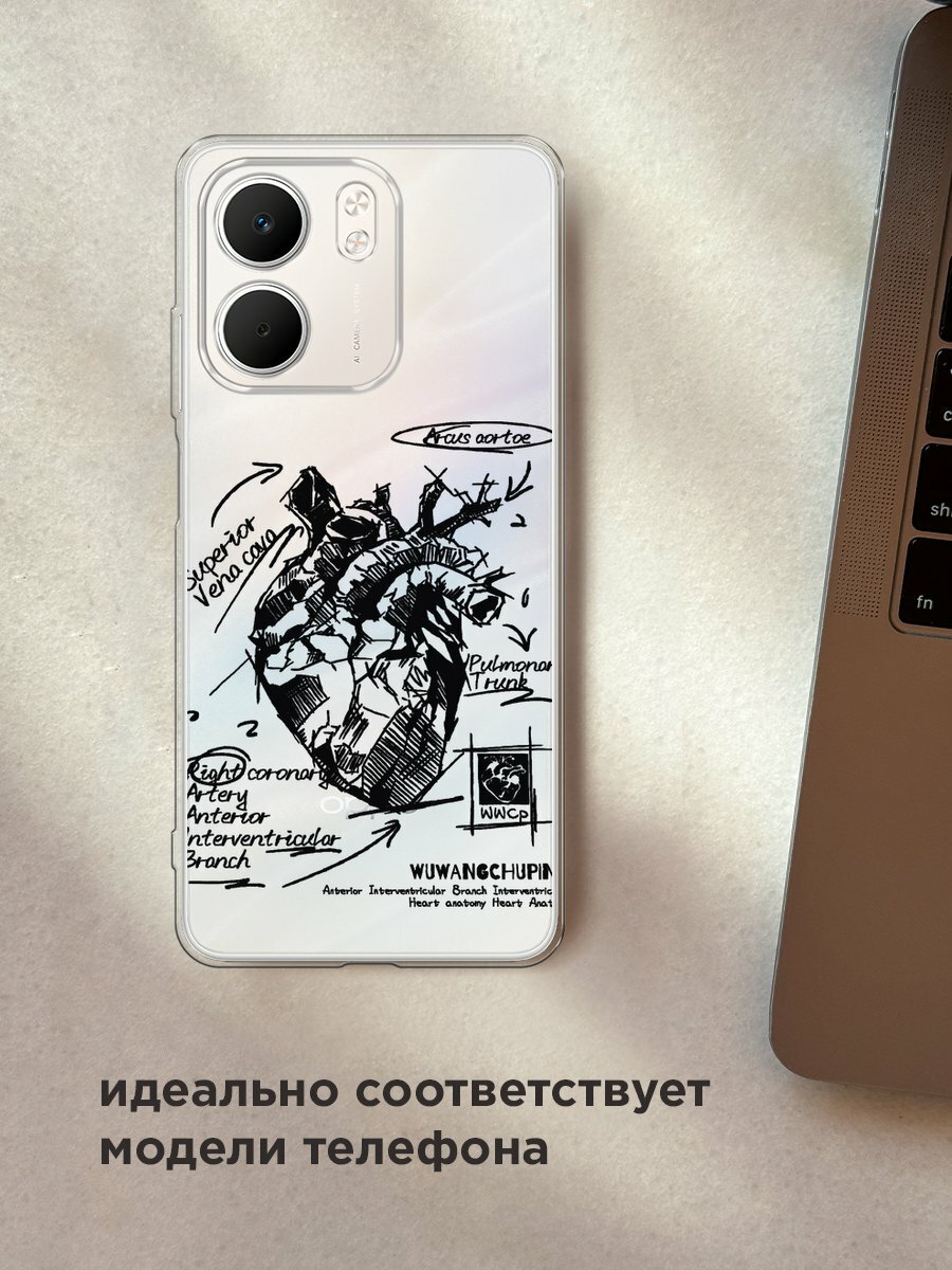 Чехол на Oppo A5x / Оппо А5x с принтом "Анатомическое сердце 2", прозрачный — фото 1