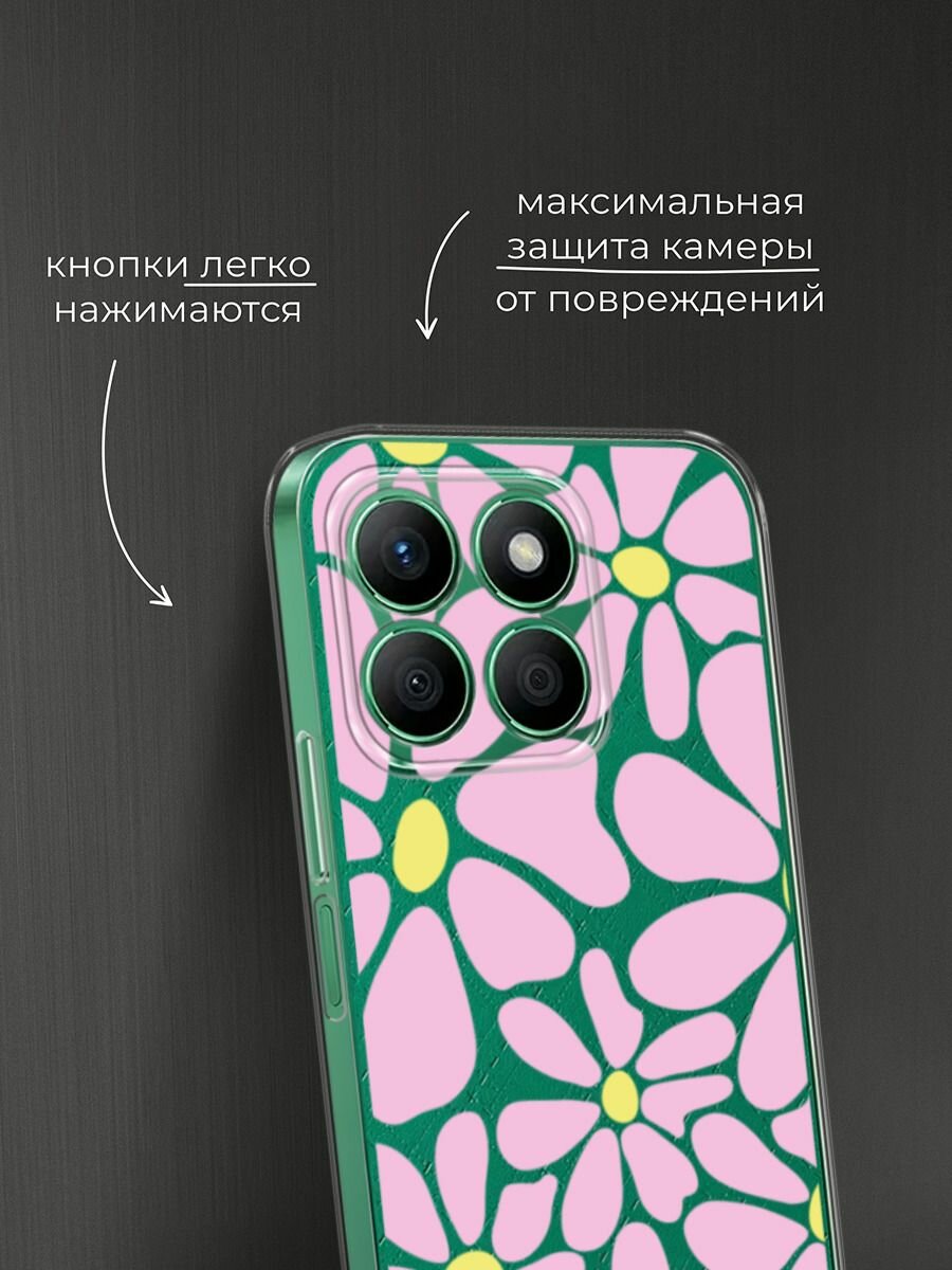 Чехол на Honor X8B / Хонор X8B с принтом "Розовые лепестки 2", прозрачный — фото 1