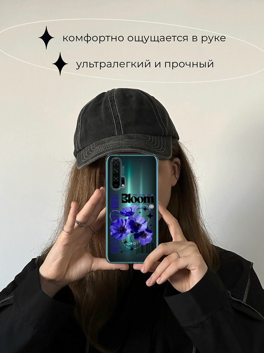Чехол на Honor 20 Pro / Хонор 20 Про с принтом "Завораживающие анемоны", прозрачный — фото 1