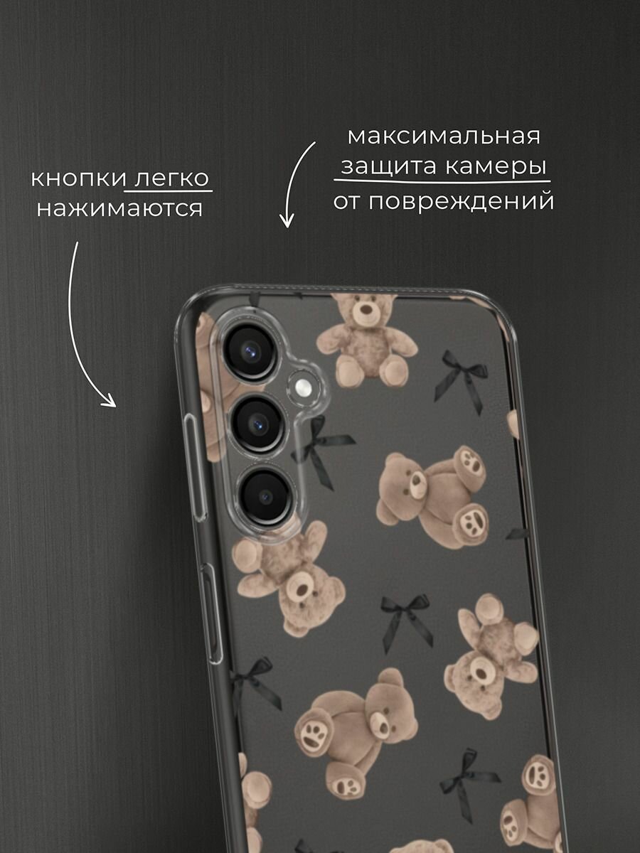 Чехол на Samsung Galaxy A24 / Самсунг Галакси A24 с принтом "Плюшовые мишки 2", прозрачный — фото 1
