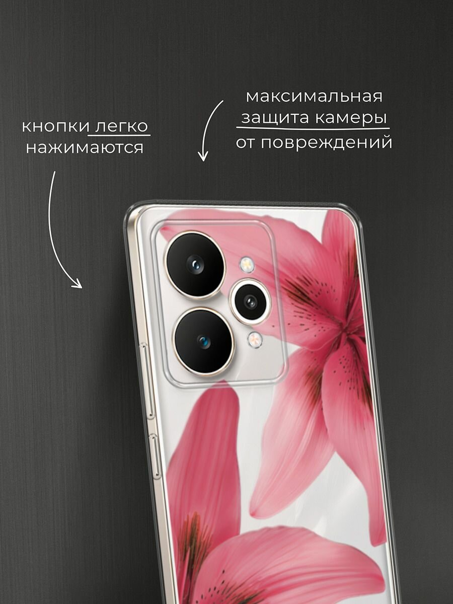 Силиконовый чехол на Realme 15 / Реалми 15 с принтом "Pink flower" — фото 1