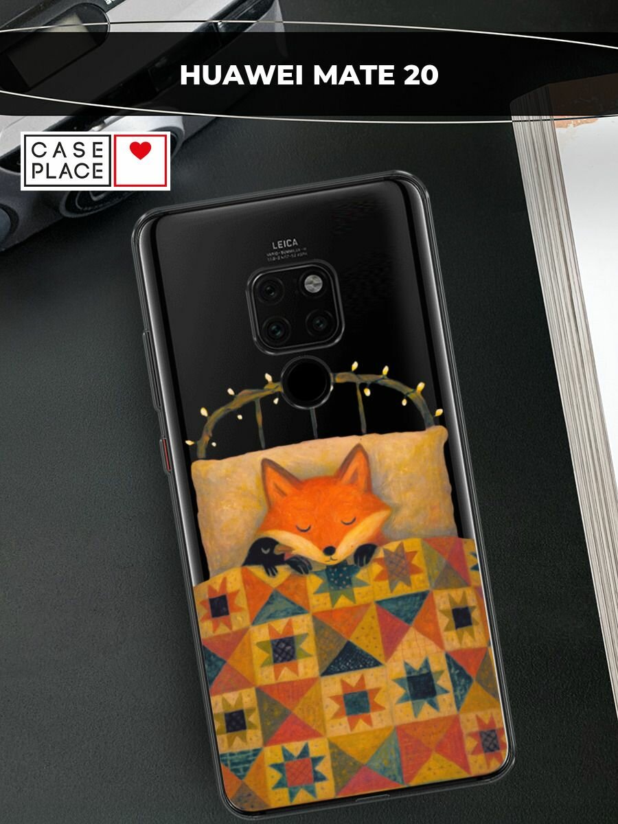 Чехол на Huawei Mate 20 / Хуавей Мате 20 с принтом "Лисичка спит", прозрачный