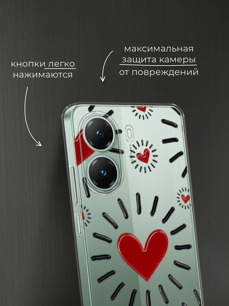 Чехол на Poco X7 Pro / Поко X7 Про с принтом "Бордовые сердца паттерн" — фото 1