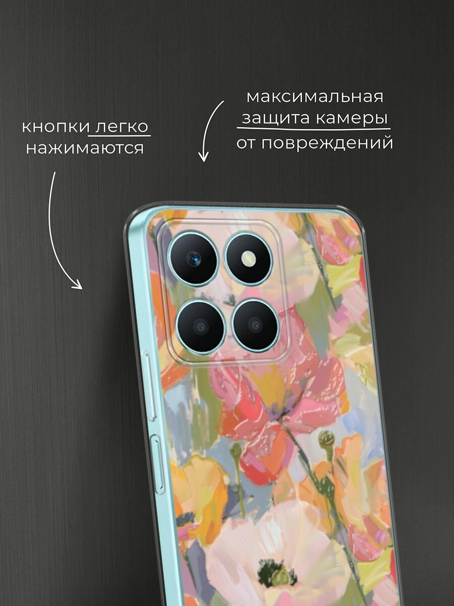 Чехол на Honor X6A / Хонор X6A с принтом "Акварельные анемоны" — фото 1