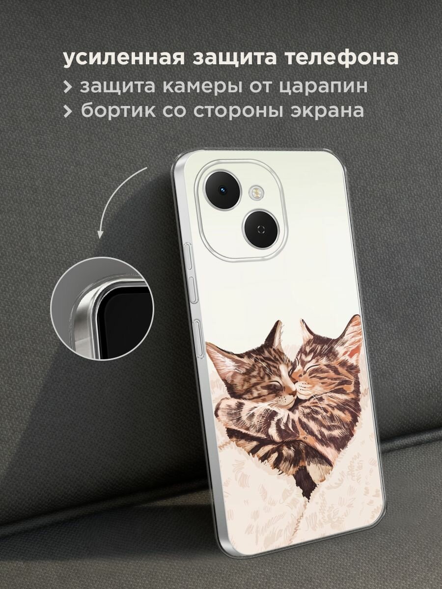 Чехол на Tecno Spark 40C / Текно Спарк 40C с принтом "Влюбленные котейки - 14 февраля" — фото 1