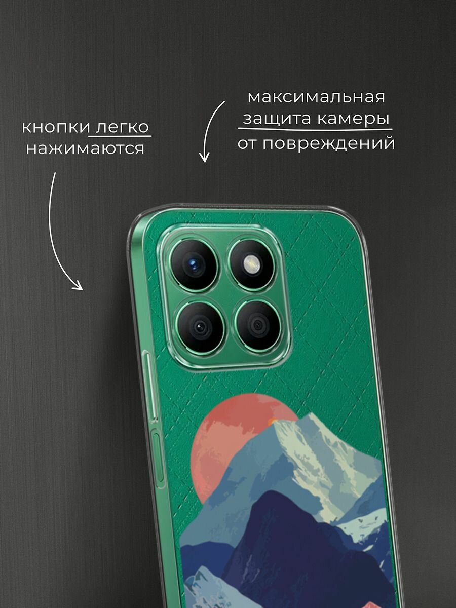 Чехол на Honor X8B / Хонор X8B с принтом "Закат в снежных горах", прозрачный — фото 1