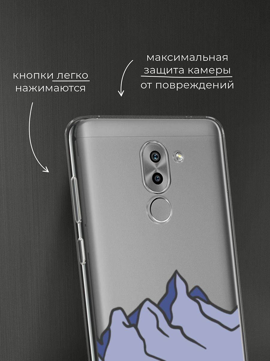 Силиконовый чехол на Honor 6X / Хонор 6Х с принтом "Гора", прозрачный — фото 1