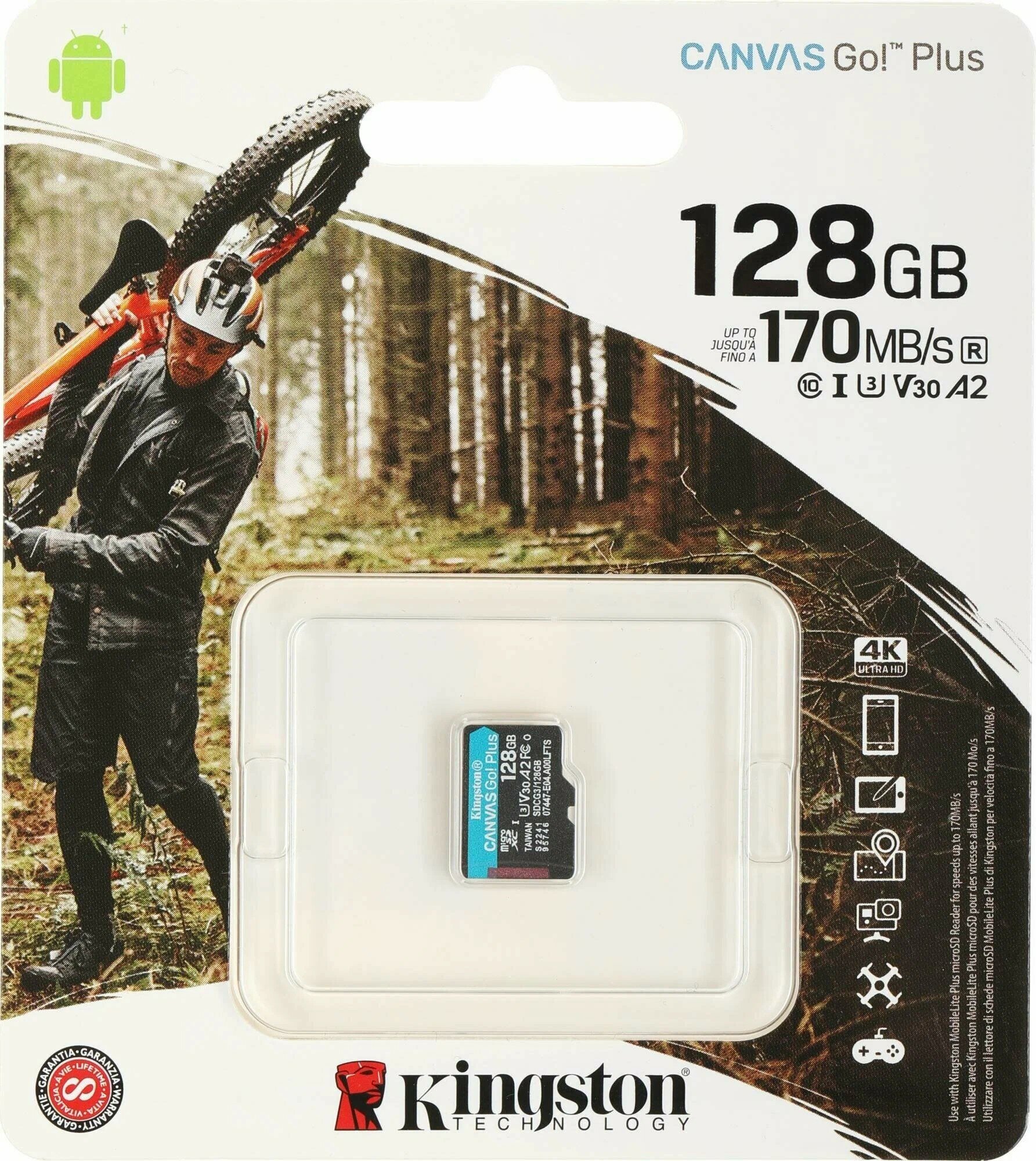 Kingston micro SDXC 128Gb Canvas Go Plus UHS-I U3 A2 (170/90 MB/s)