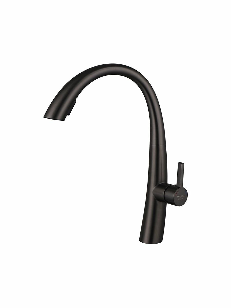 Melodia Della Vita Смеситель кухня MELODIA Perfetto из нерж. стали с вытяжн. изливом картридж д.35мм оруж. ст. MDV30207gn