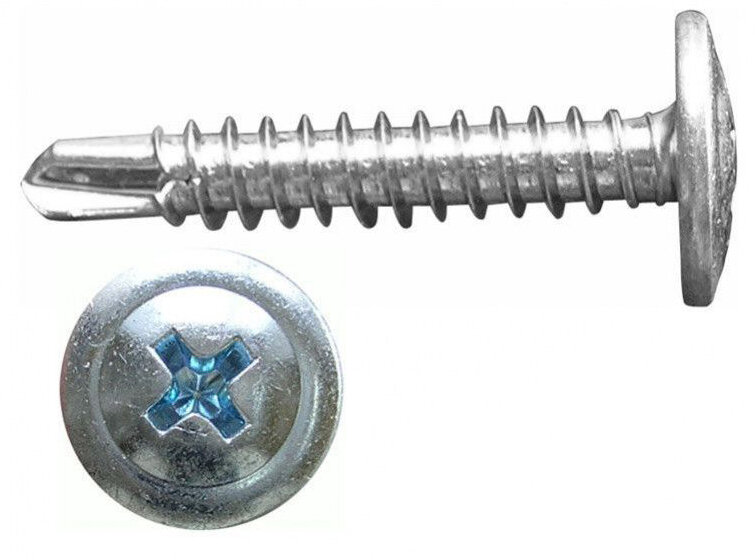 Саморез полусфера с прессшайбой, сверло, цинк 4,2х13 (18 шт)