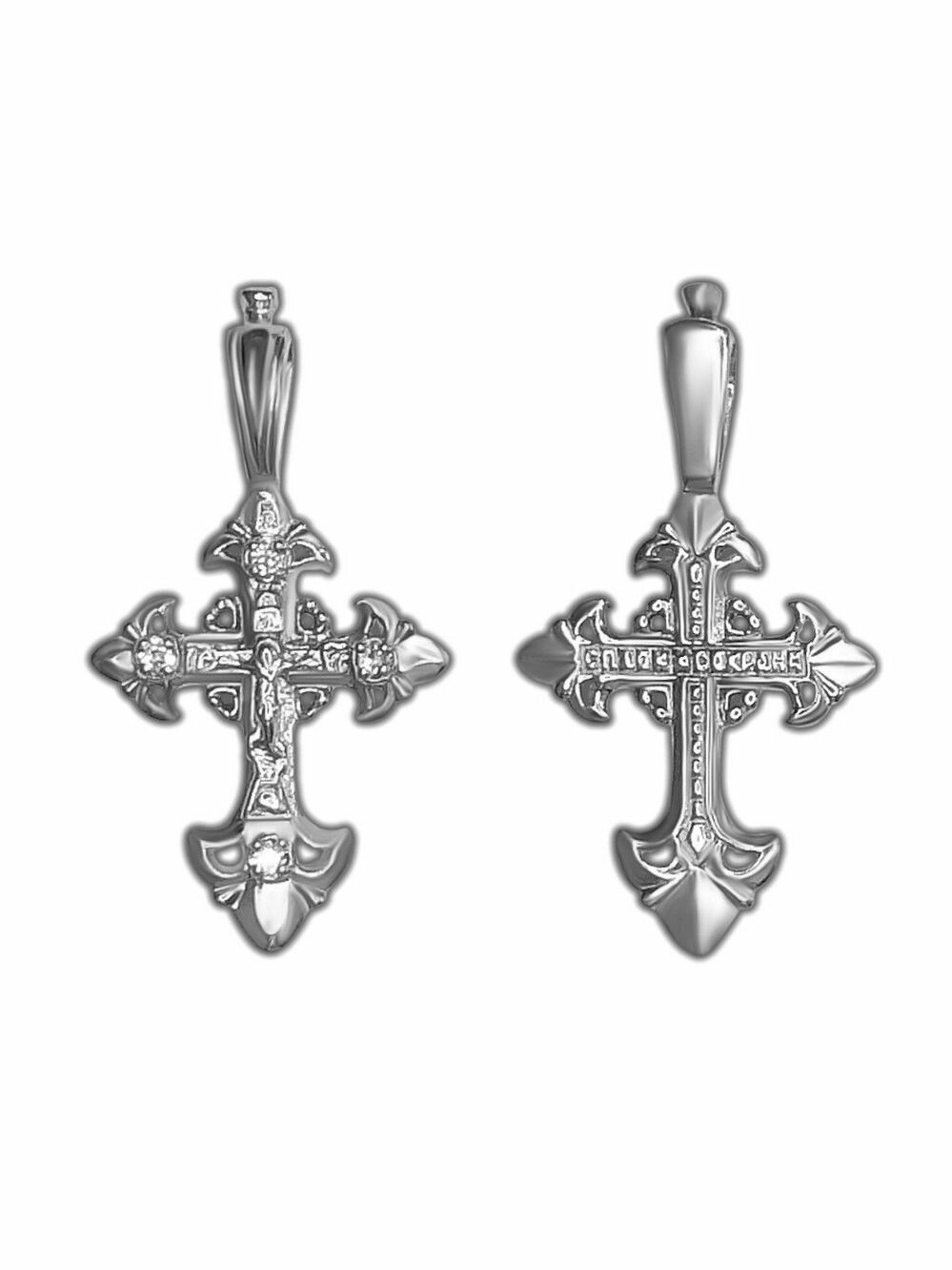 Крестик, серебро, 925 проба, родирование