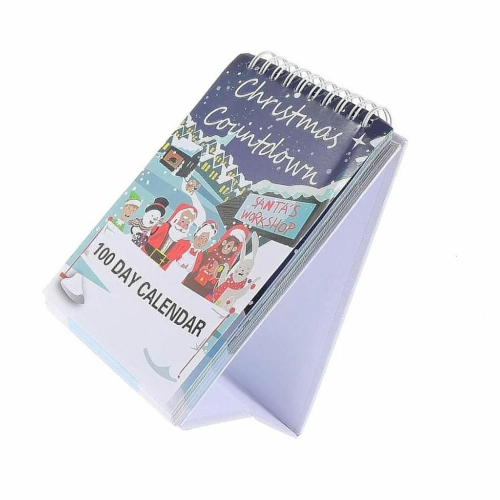 Календарь обратного отсчета до Рождества 2026 на 100 дней для рабочего стола, - Белый круг