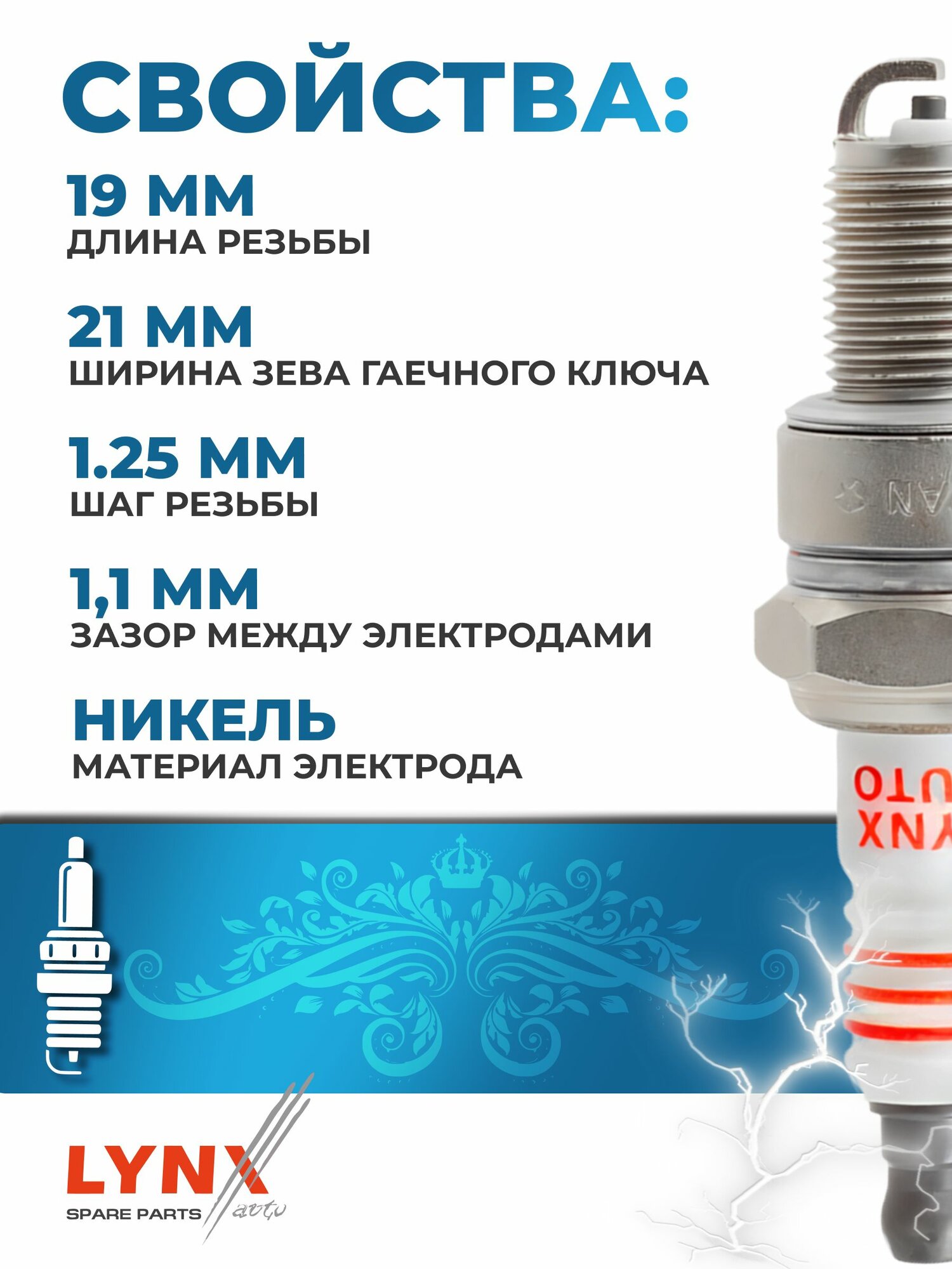 Свечи зажигания для Lada Priora 1.6, комплект 4 шт / 2007 2008 2009 2010 2011 2012 2013 2014 2015 2016 2017 2018 / Двигатель 21114, 21116 1,6 л