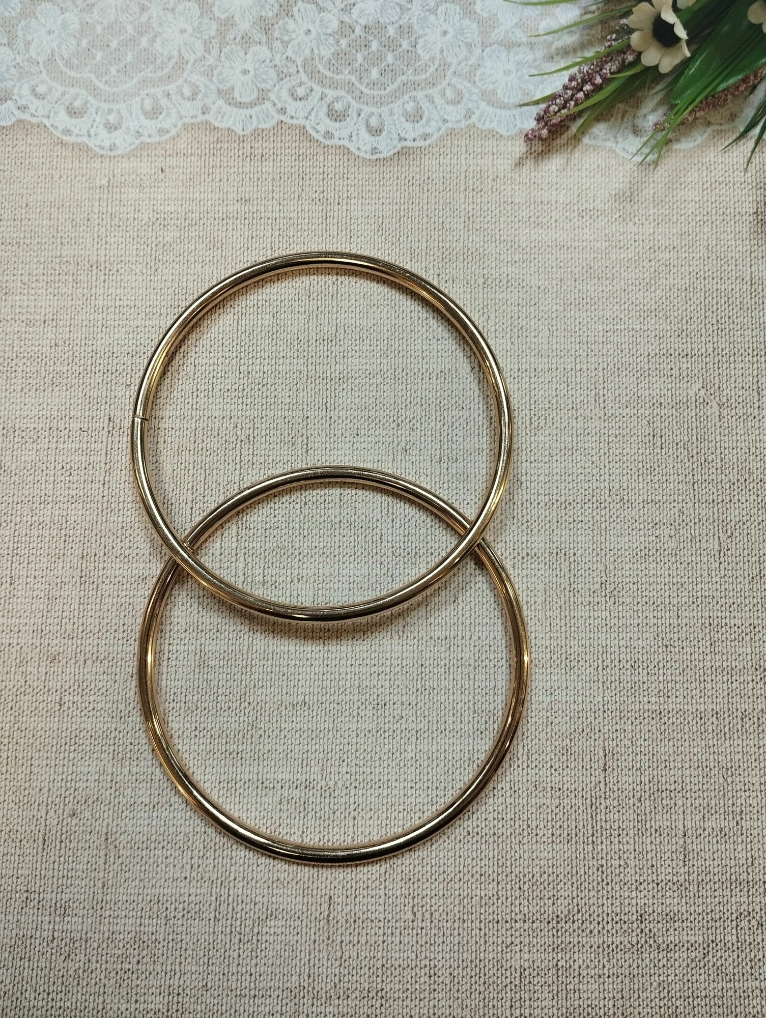 Металлические ручки для сумки, 2 шт, диаметр 15см, цвет золото