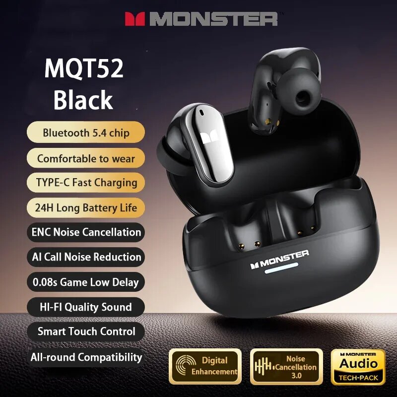 Monster MQT52 Black — беспроводные наушники