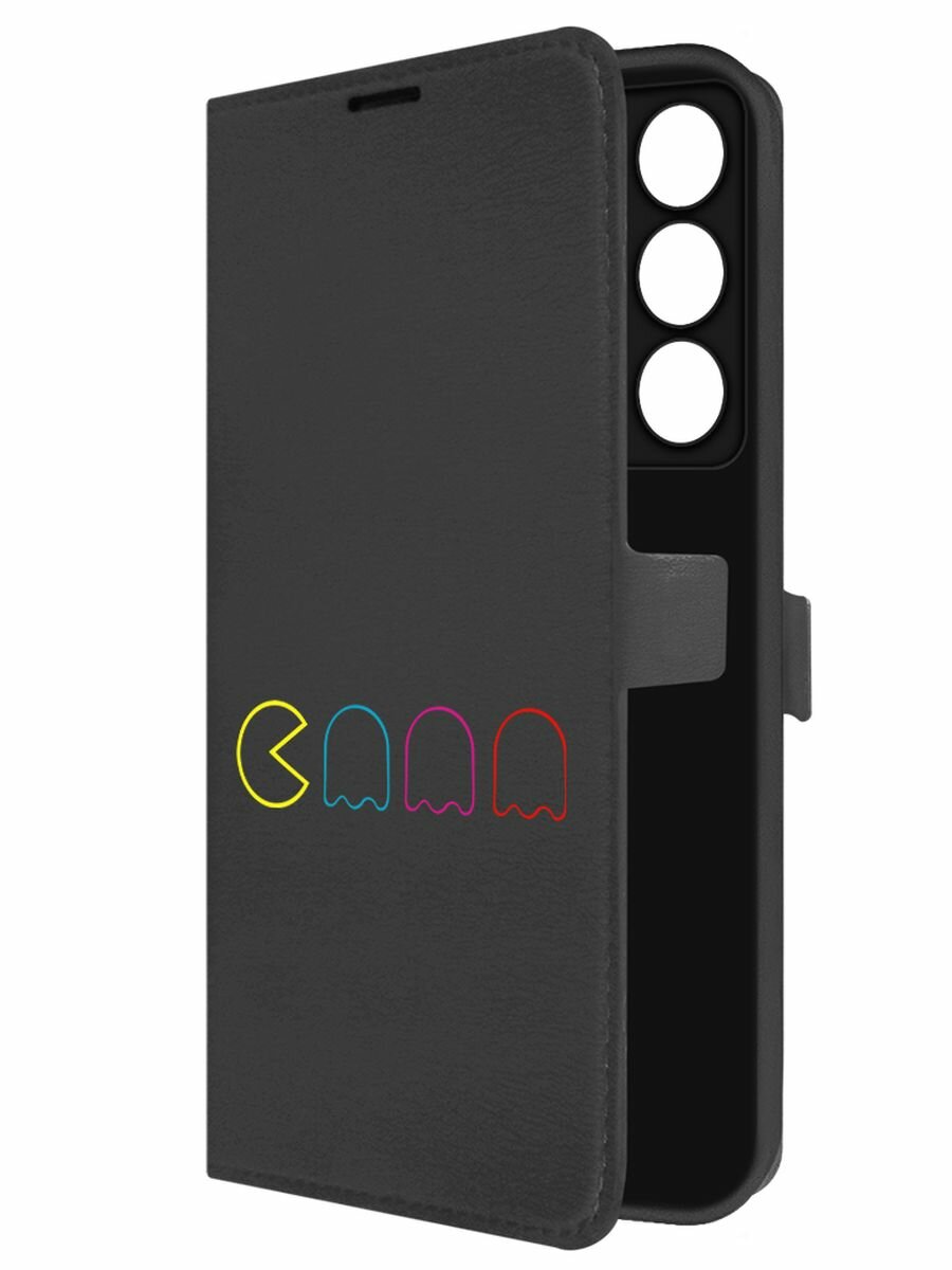 Чехол-книжка Krutoff Eco Book для Realme C75 Пакман (черный)