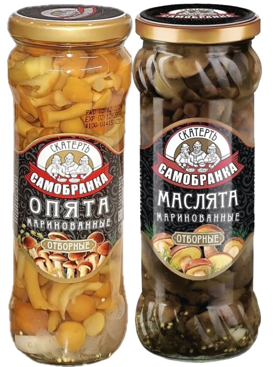 Ассорти маринованное грибы маслята+опята 2шт по 370мл