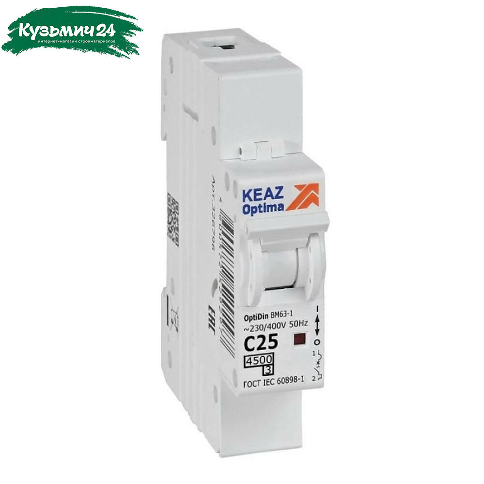 Автоматический выключатель КЭАЗ OptiDin BM63 1P 25А C 4,5кА AC