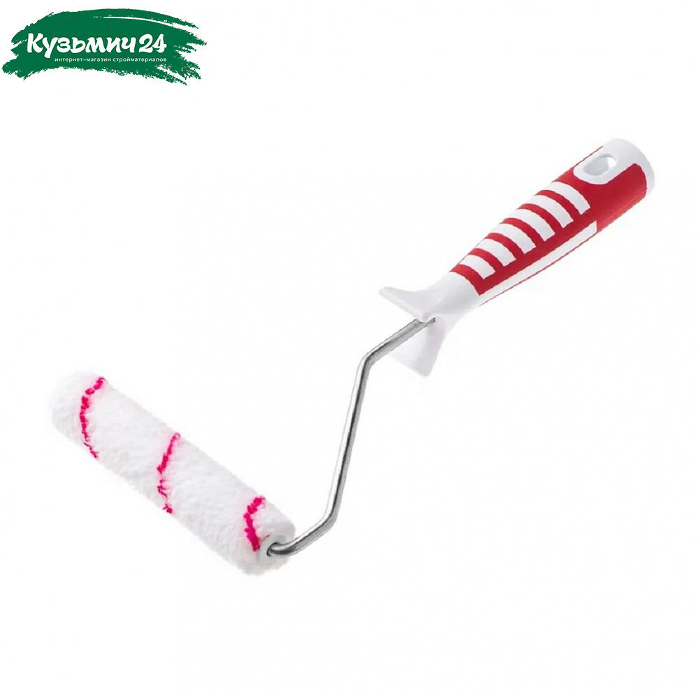 Мини-валик малярный Акор Профи 513 30 110 для работ с водными красками, ролик 110 мм, ворс полиэстер 12 мм