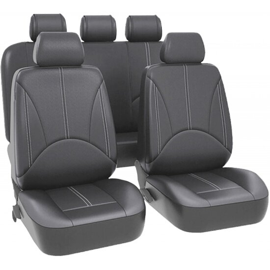 Авточехлы Kraft "ELITE", экокожа, серые