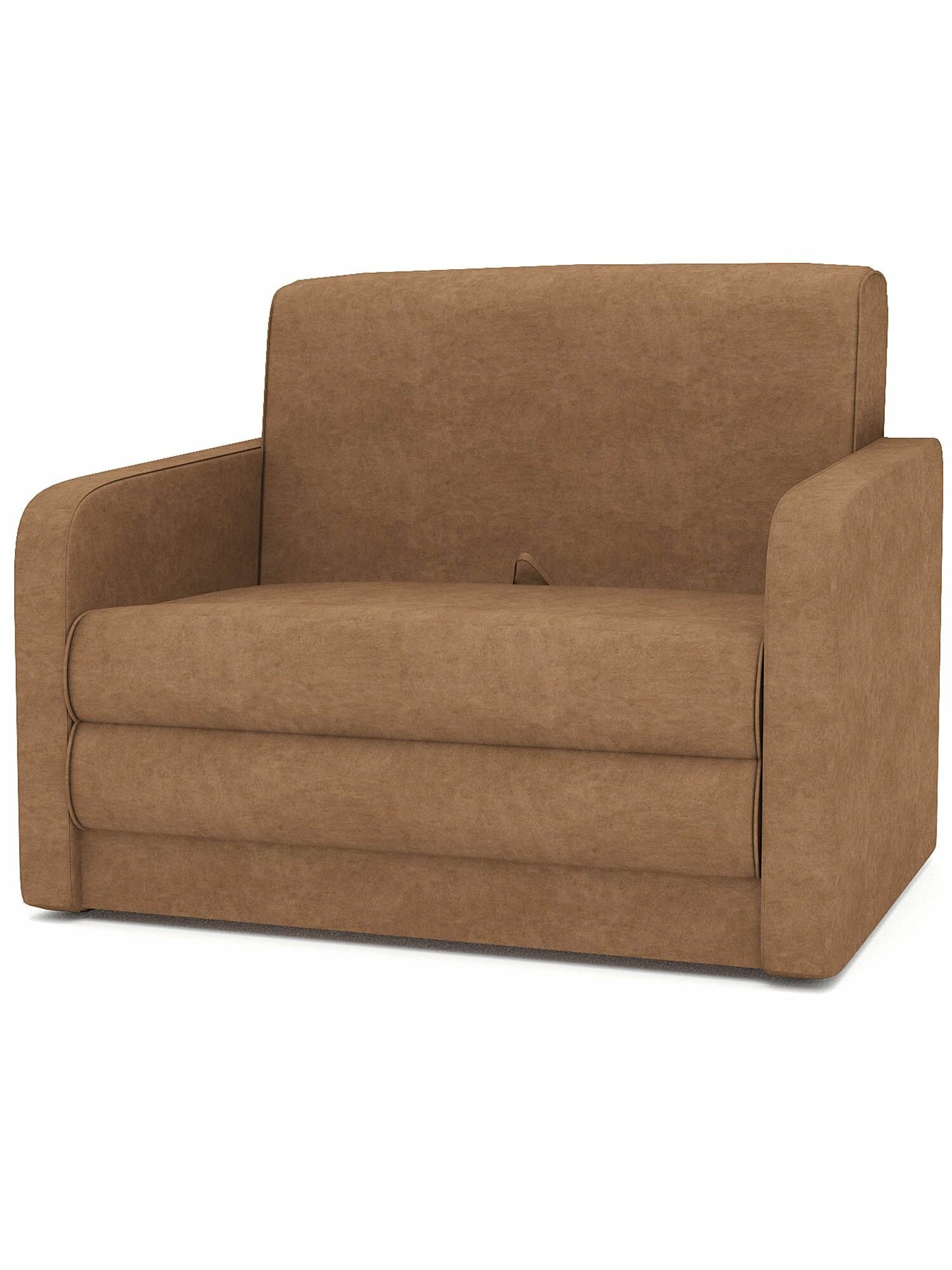 Кресло-кровать раскладное 100 см, широкое, мягкие локти, флок светло-коричневый #88 / олмп