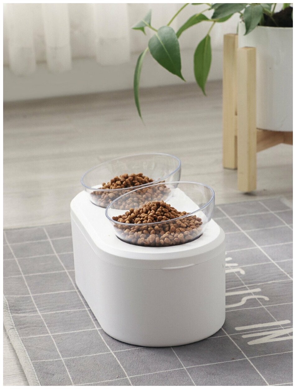 Двойная миска для кошек, для собак Бокс Nicovaer (Белый, 31*12 см)