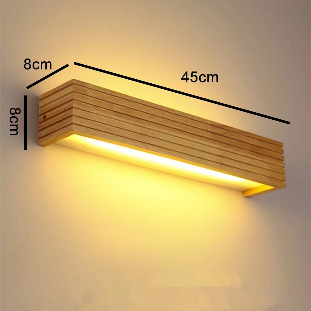Современная североевропейская деревянная светодиодная настенная лампа из массивного дерева, подходящая для спальни и гостиных