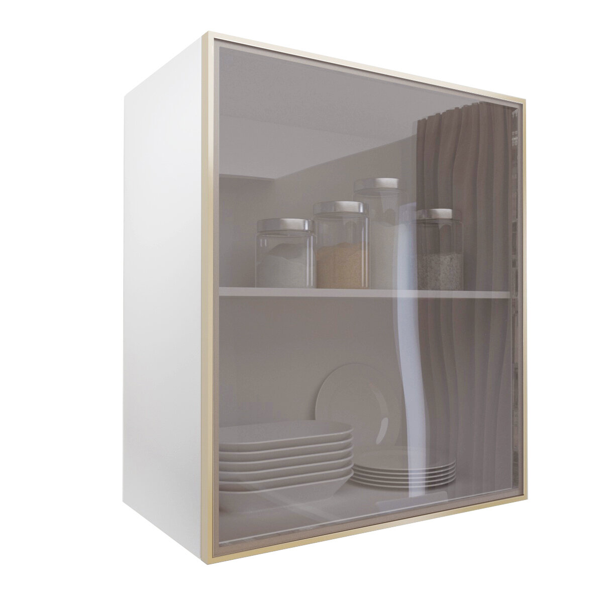 Фасад из алюминиевого профиля со стеклом Aluminum Glass 59,7х65 см, золото браш/бронза